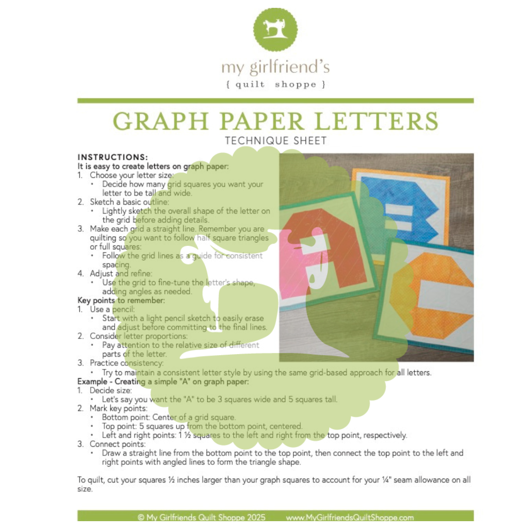 Graph Paper Letter Technique Sheet (Download) – My Girlfriend's Quilt ...
