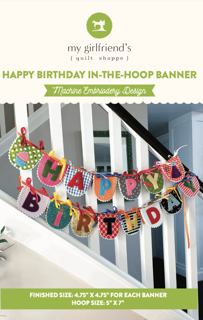 "Happy Birthday In-the-Hoop Banner" (Machine Embroidery Download) – My ...