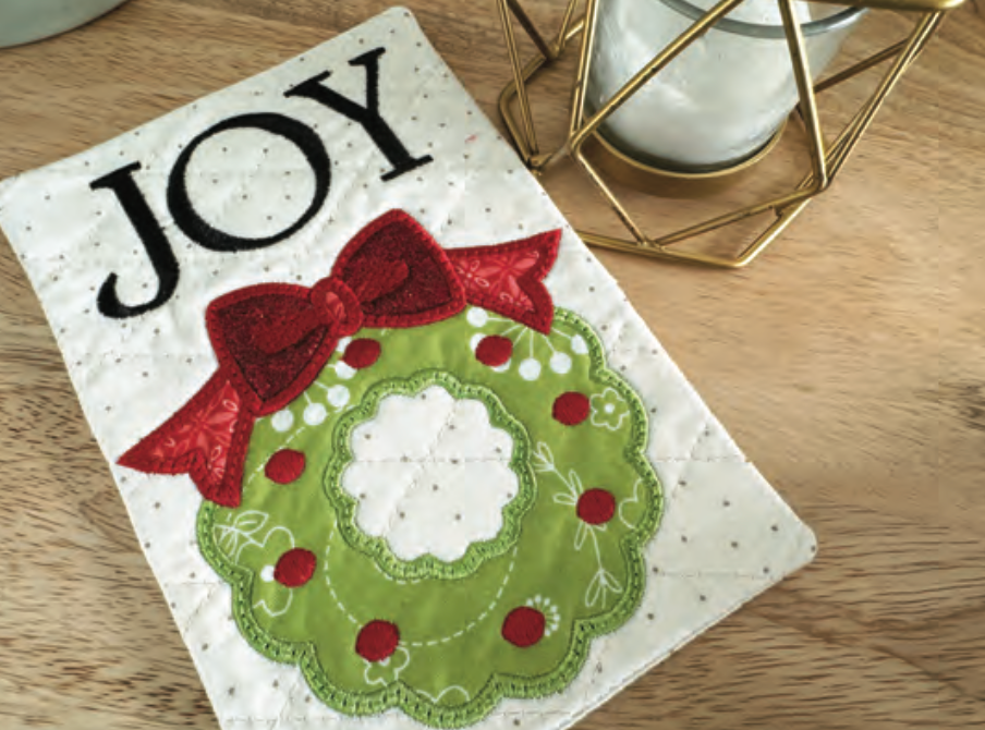 Joy Wreath Mug Rug Machine Embroidery (Downloadable Pattern) – My ...