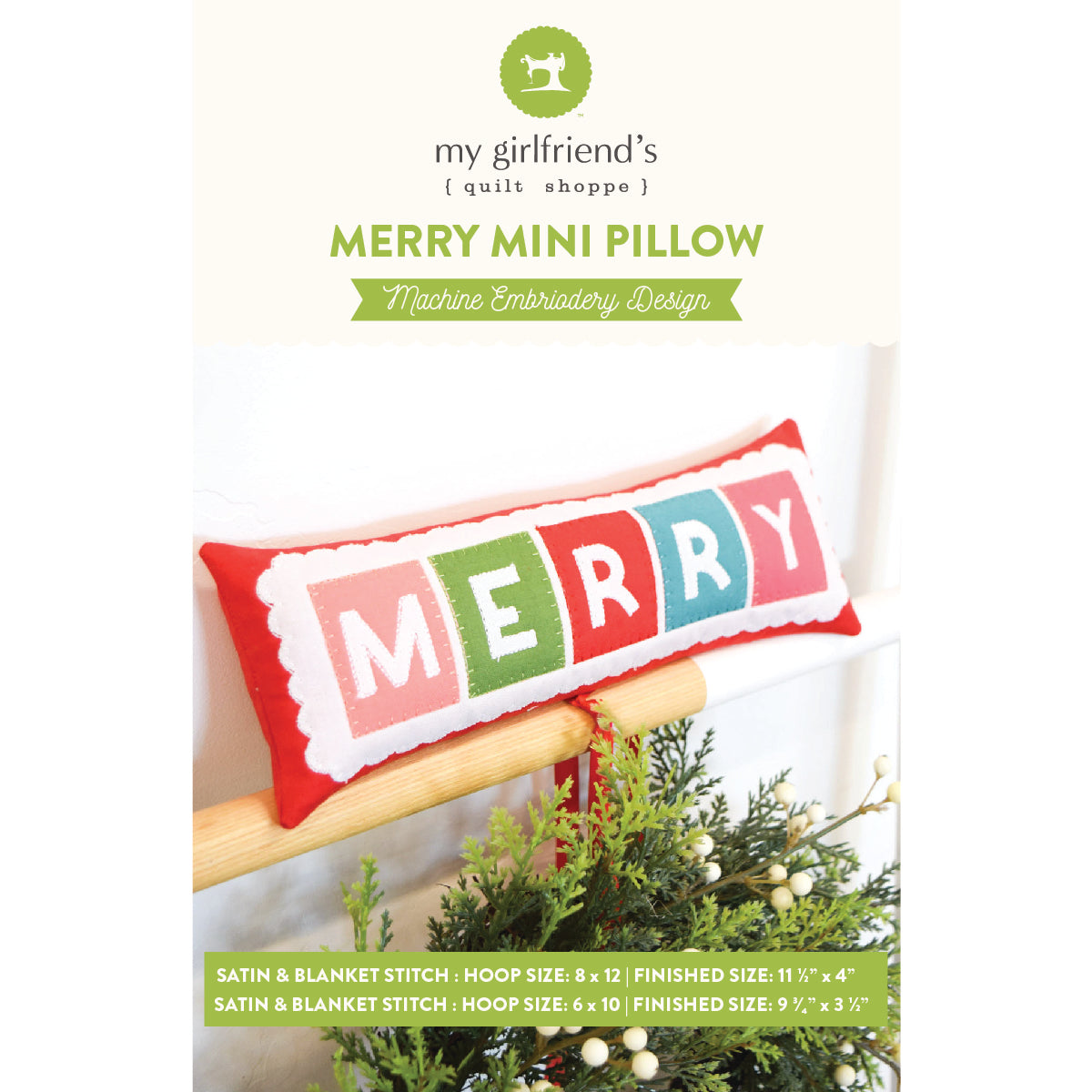 Merry Mini In the Hoop Pillow (Downloadable Machine Embroidery) – My ...