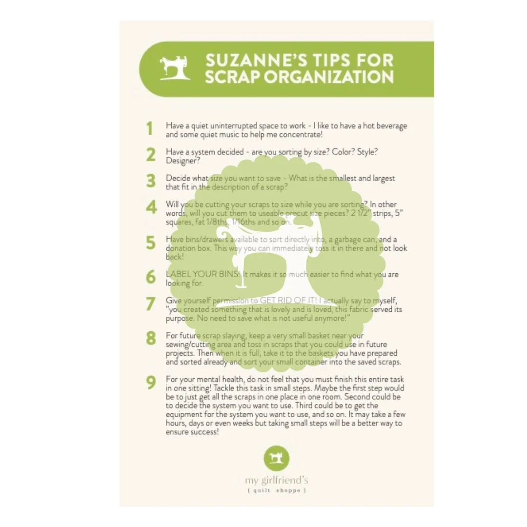 Tips for Scrap Organization (Download) – My Girlfriend's Quilt Shoppe